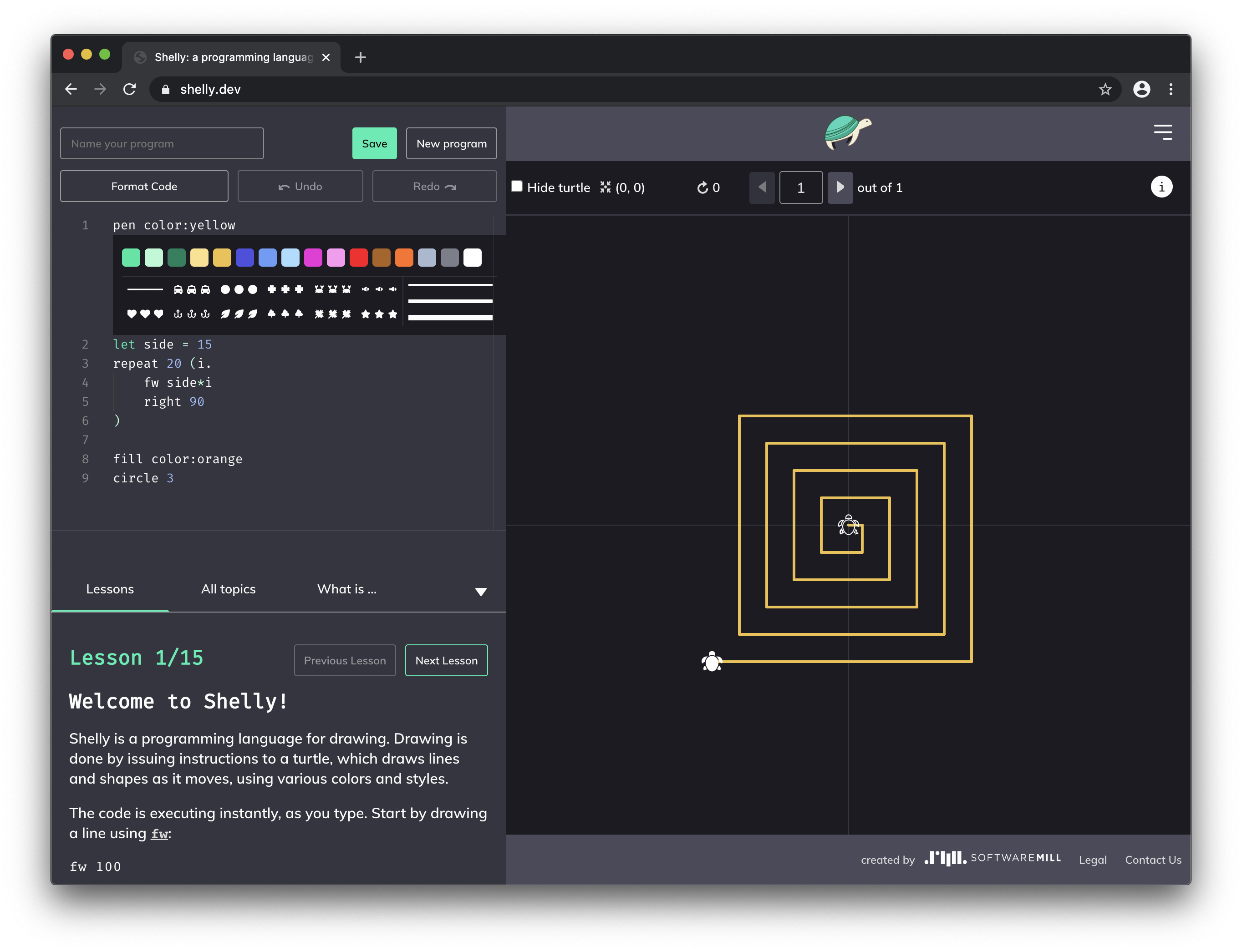 Shelly: a programming language for drawing